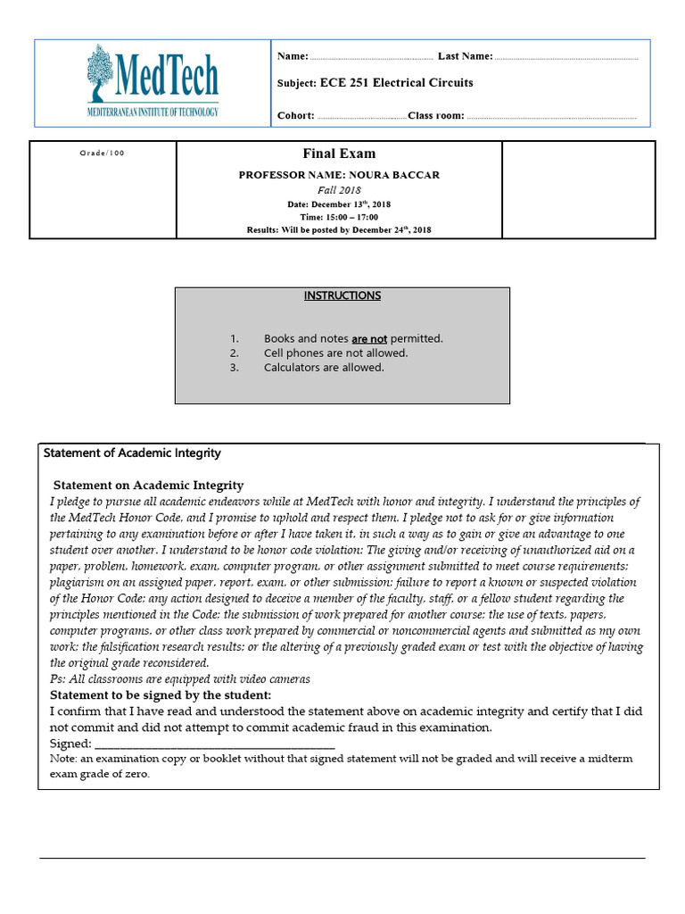 ECE 251 Final Exam Sample 1 | PDF | Operational Amplifier | Electrical Impedance