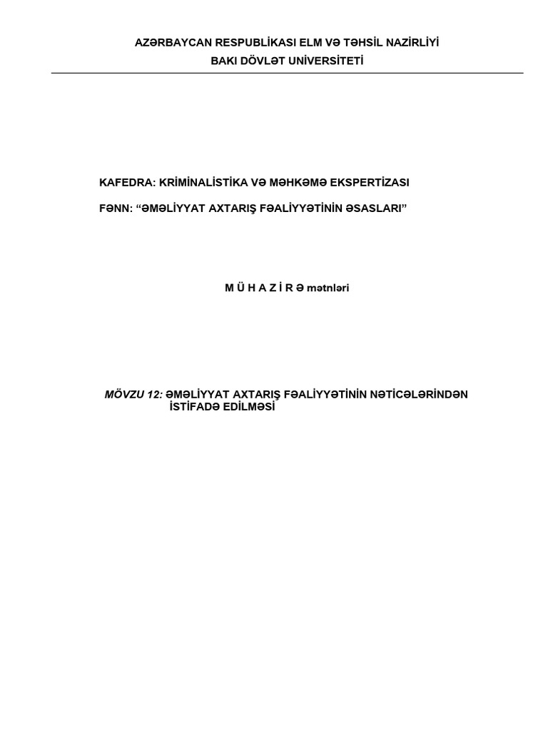 Movzu 12 ƏAF-ın Nəticələrindən Istifadə Olunması | PDF