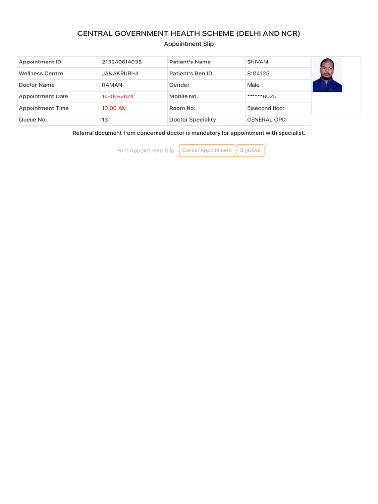 CGHS ORS Janakpuri | PDF