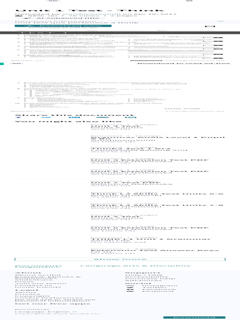Unit 1 Test - Think PDF Syntax Grammar | PDF | Scribd | Writing