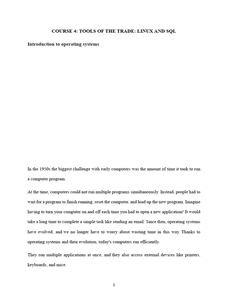 Course 4_ Tools of the Trade - Linux and SQL (1) | PDF | Operating System | Graphical User ...