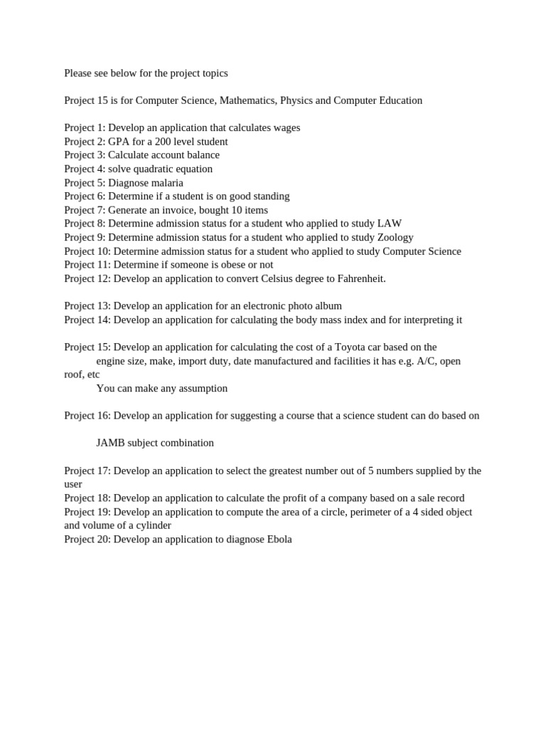 CSC 215 Project Topics | PDF