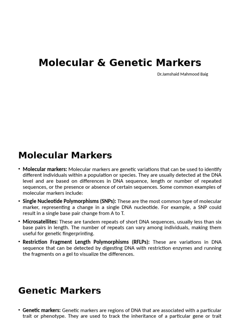 Molecular & Genetic Markers | PDF | Single Nucleotide Polymorphism ...
