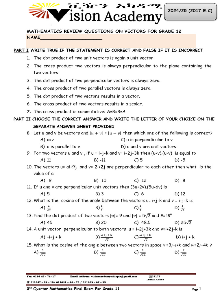 Saturday Class G12, 2025 | PDF | Euclidean Vector | Geometry