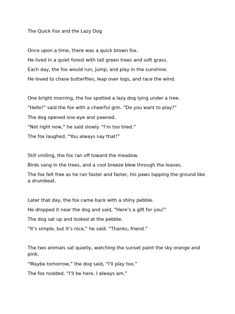 The Quick Fox and The Lazy Dog | PDF