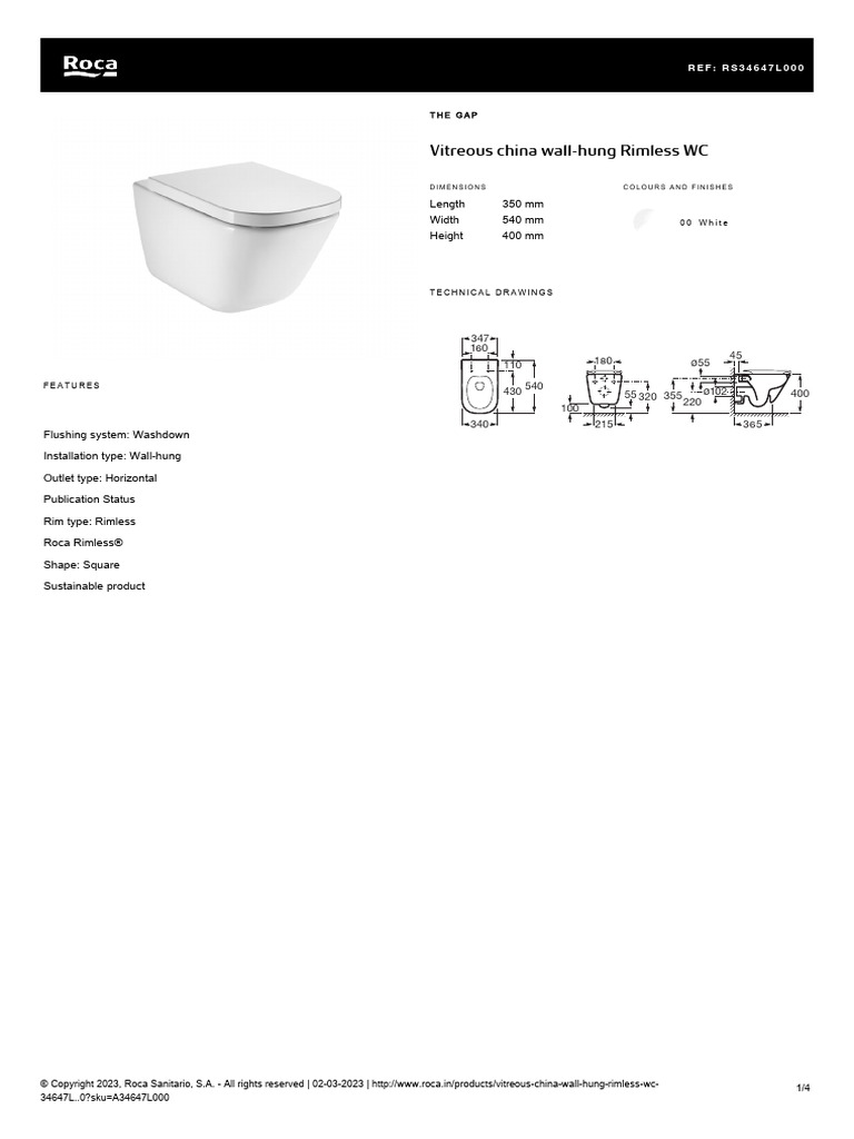 The Gap Rimless Wallhung Toilet | PDF