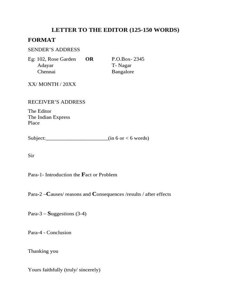 Letter to the Editor: Writing Guide | PDF | Written Communication