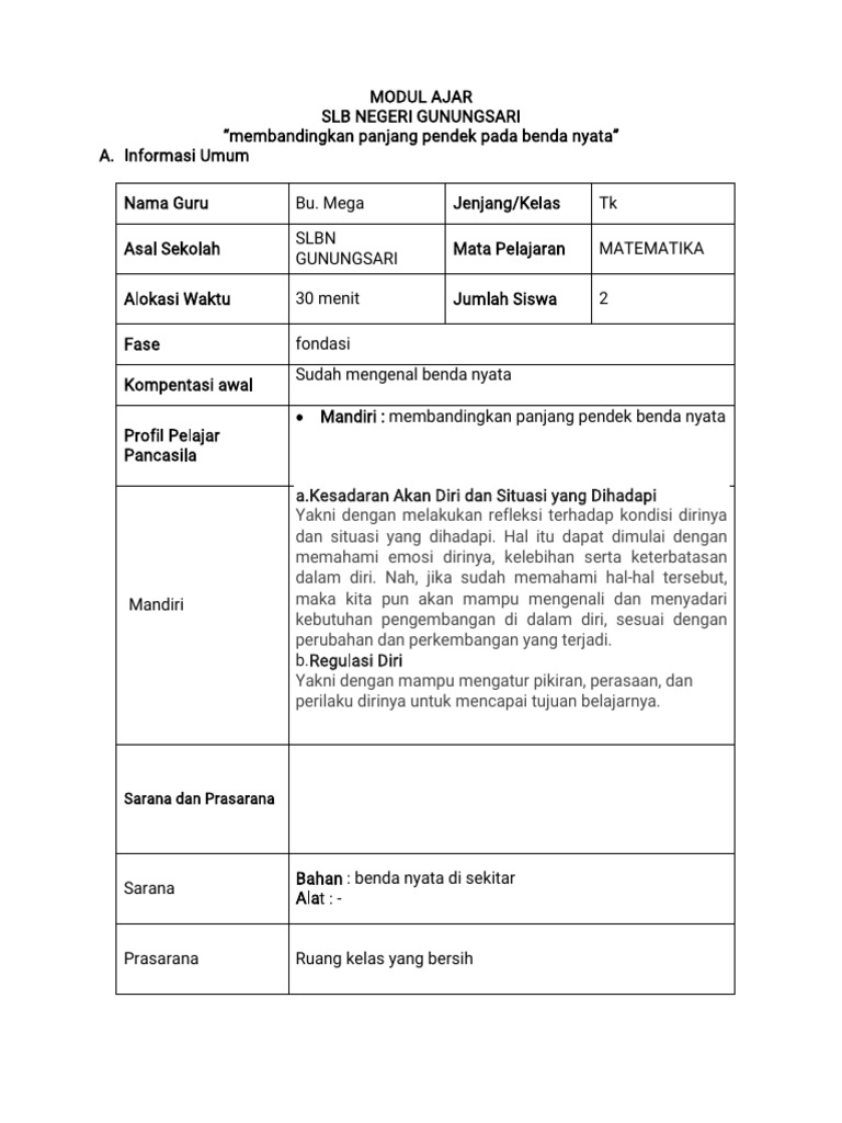 Modul Ajar TK 2025 | PDF