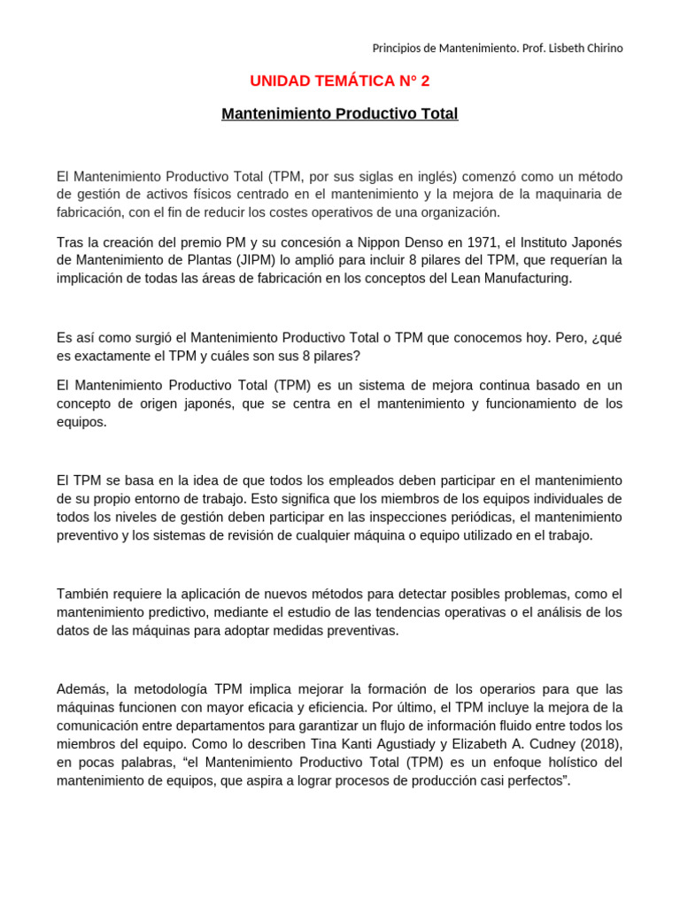 Mantenimiento Productivo Total (MPT) | PDF | Toyota | Business