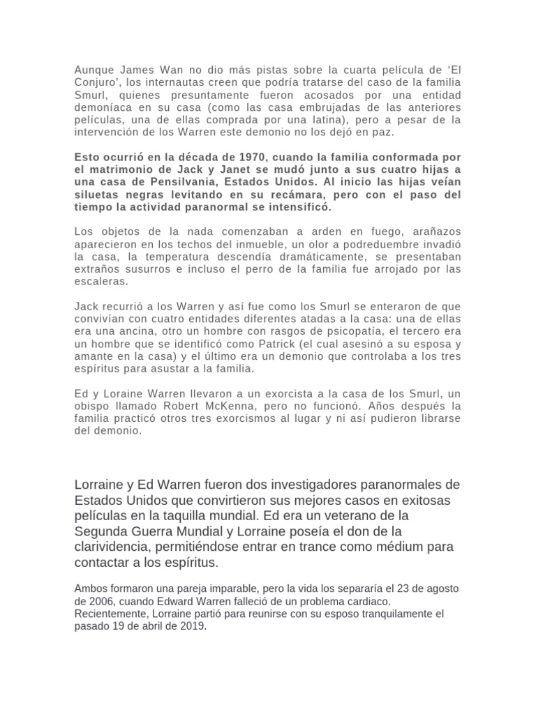 Los Warren y el caso Smurl | PDF