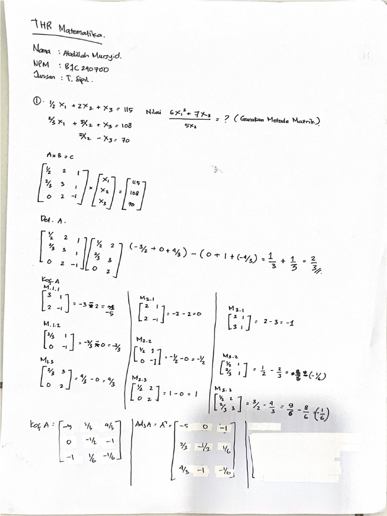 THR Matek Ii - Black - Abdillah M - B1C240700 - T.sipil | PDF