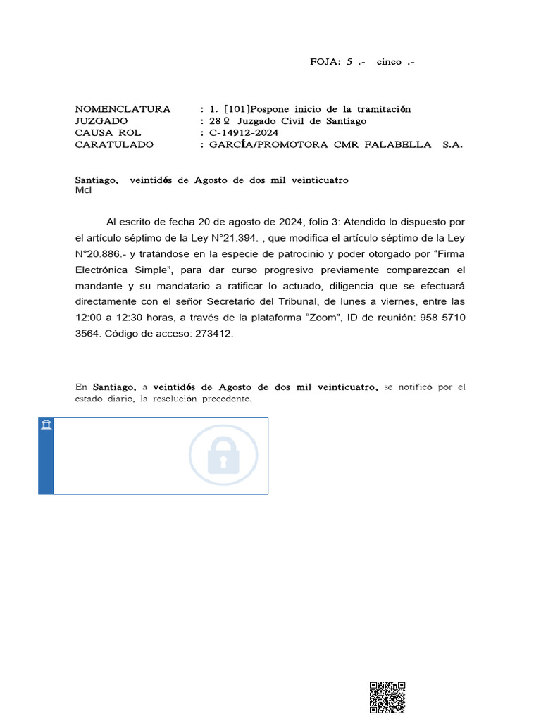 Posposición de Tramitación Judicial C-14912 | PDF