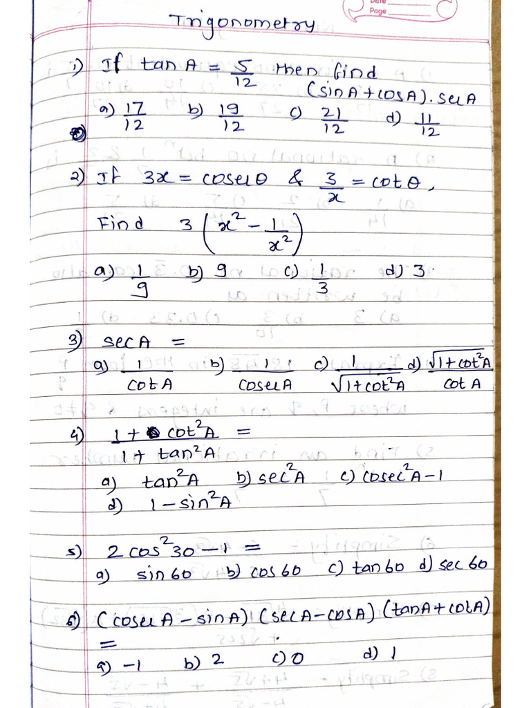 Class 10 Trigonometry | PDF
