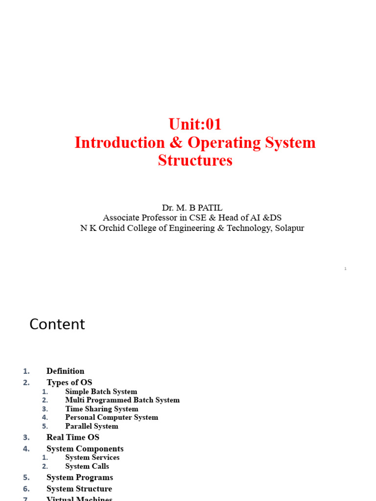 Unit 1 Introduction - OS Structures | PDF | Operating System | Virtual Machine