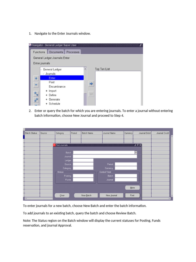 Entering Journals in General Ledger | PDF | Debits And Credits