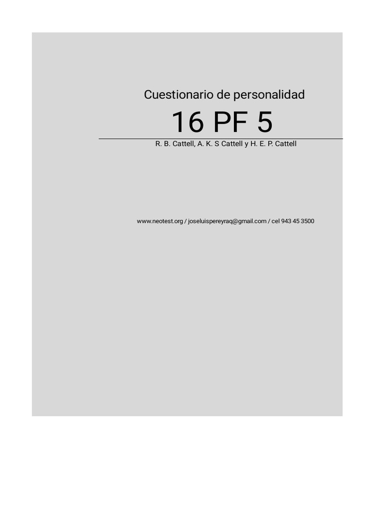 Cuestionario de Personalidad 16 PF 5 | PDF | Humor | Sicología