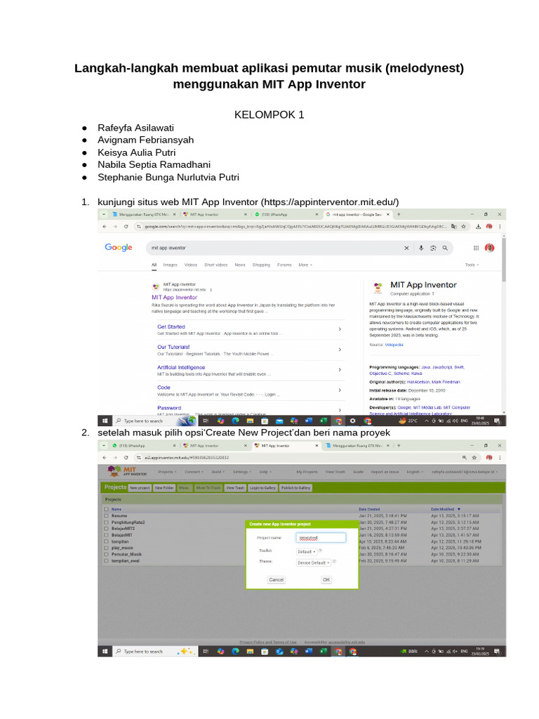 Langkah-Langkah Membuat Aplikasi Pemutar Musik Di MIT APP INVENTOR | PDF