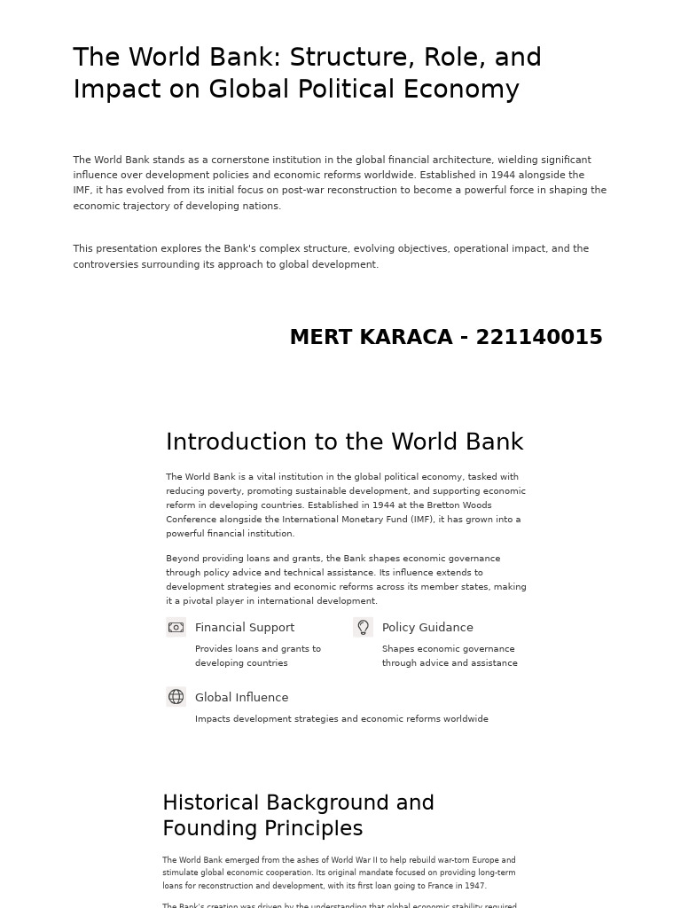 World Bank's Role in Global Economy | PDF | World Bank | Governance