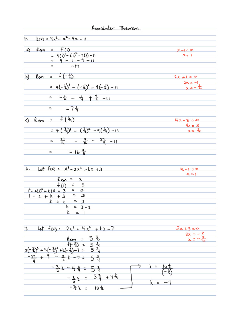 Remainder Theorem | PDF