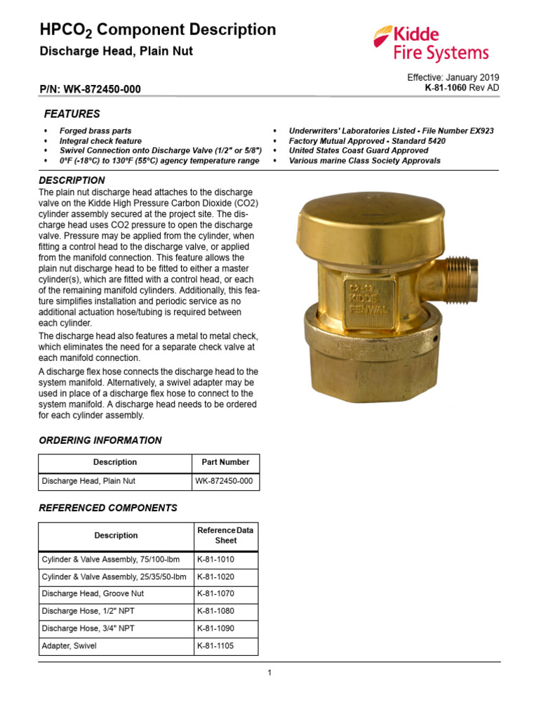 CO2 Discharge Head Component Guide | PDF | Valve | Equipment