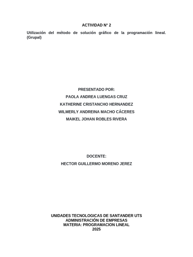 ACTIVIDAD N2 Programacion Lineal | PDF