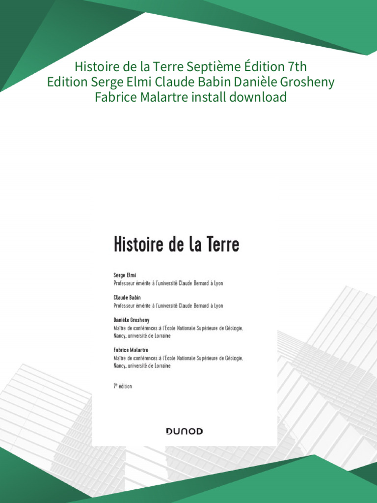 Histoire de La Terre Septième Édition 7th Edition Serge Elmi Claude ...