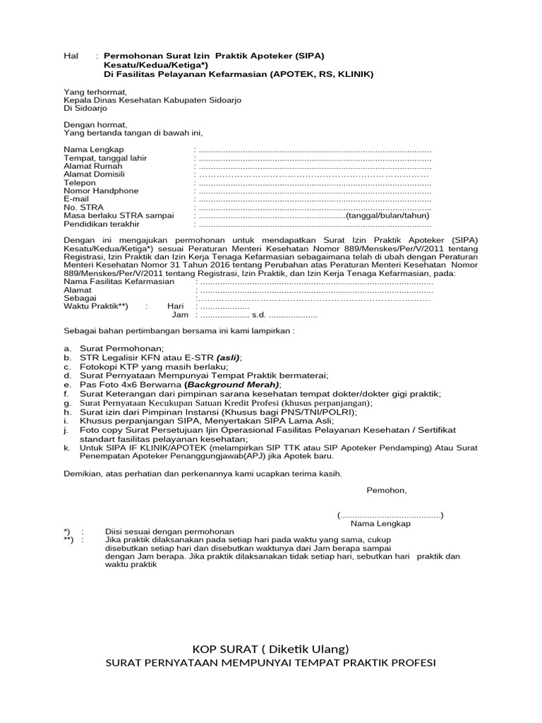 Form Sipa Faskes | PDF