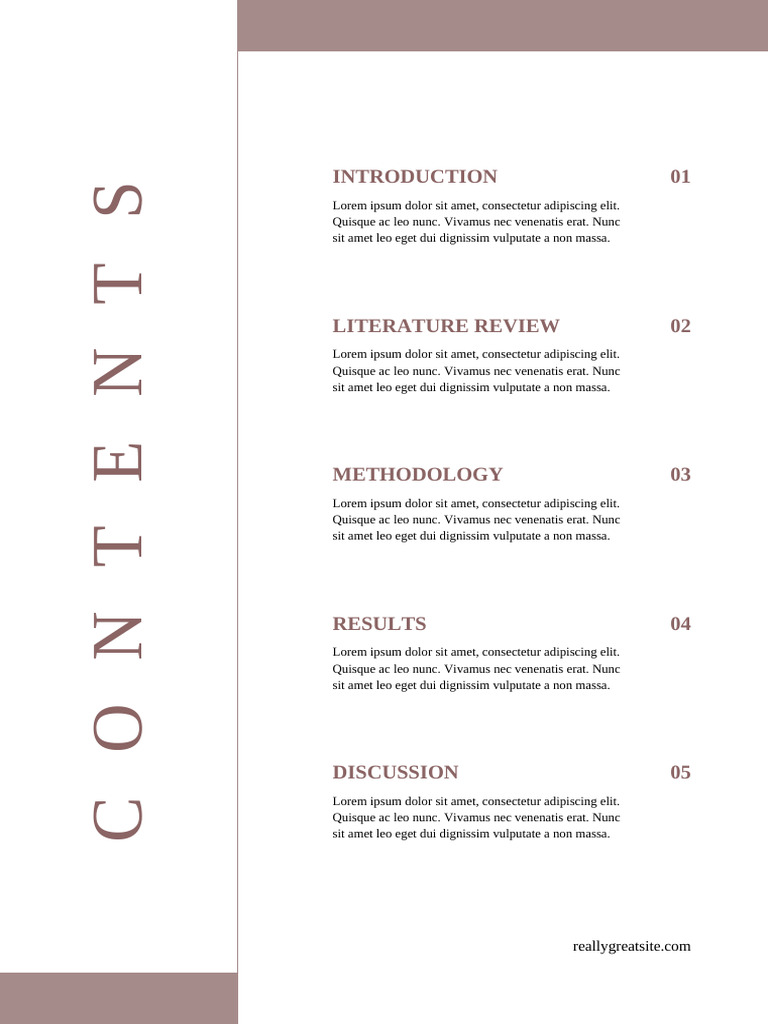 Brown Minimalist Table of Contents Document A4 | PDF