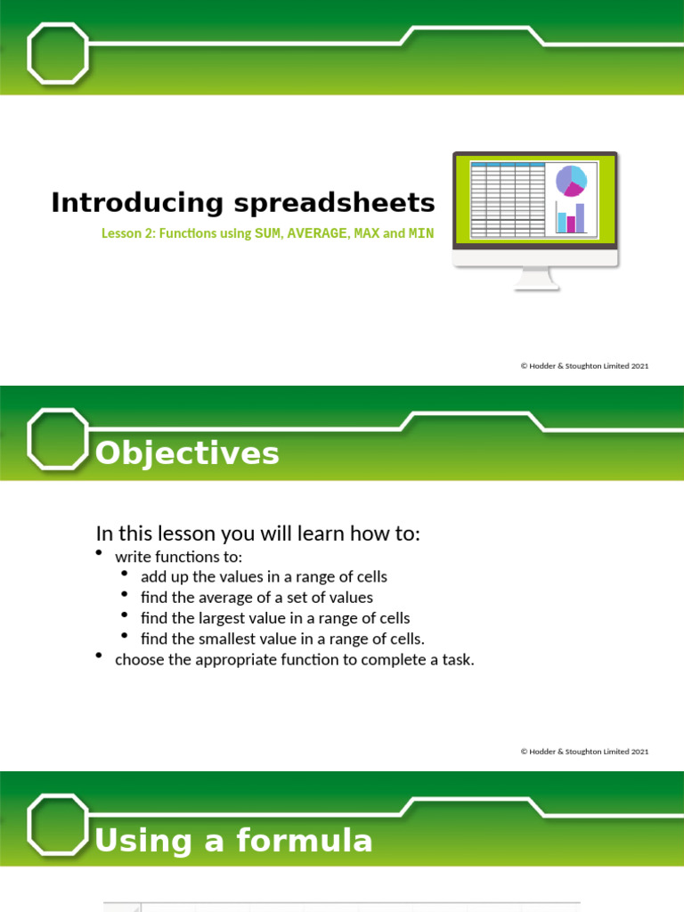 Presentation 2- Introducing spreadsheets | PDF | Spreadsheet | Formula