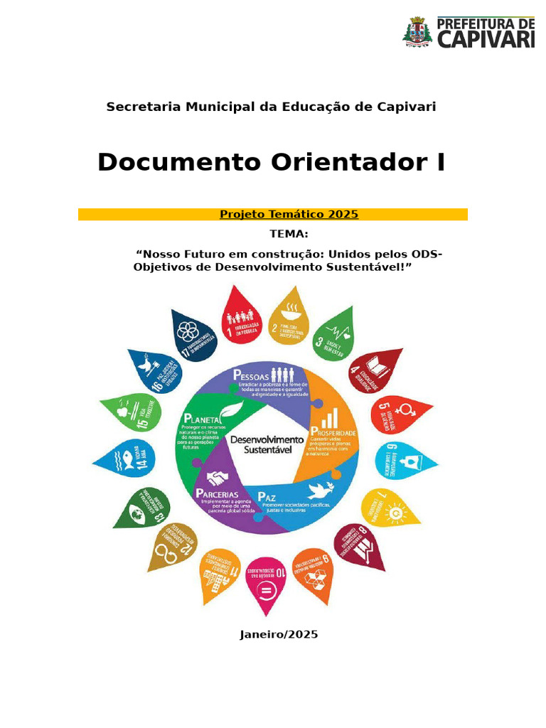 Documento Orientador I - Projeto Temático 2025 | PDF | Pedagogia