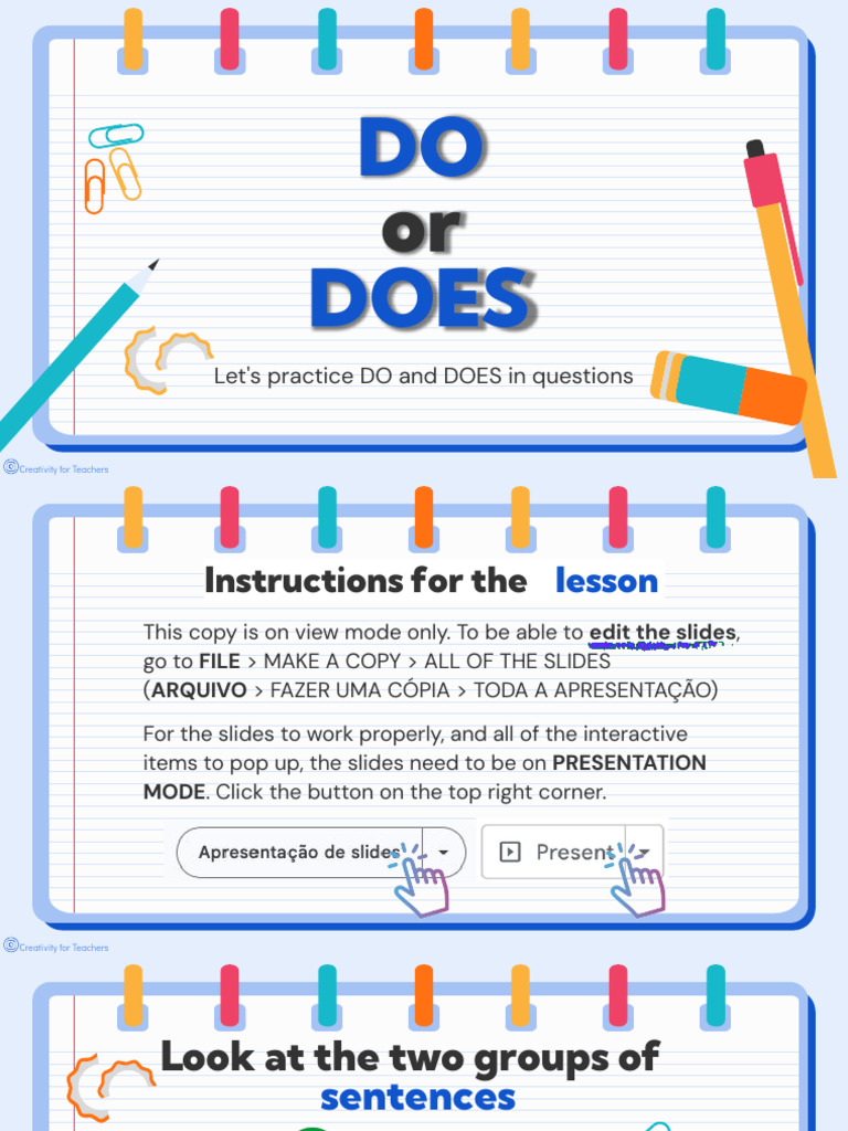 Do or Does - Gift Lesson @CreativityforTeachers | PDF | English ...
