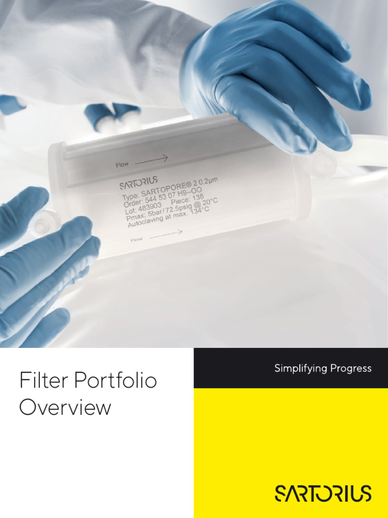 Filter Portfolio Brochure en B S 0034 Sartorius | PDF | Sterilization (Microbiology) | Filtration