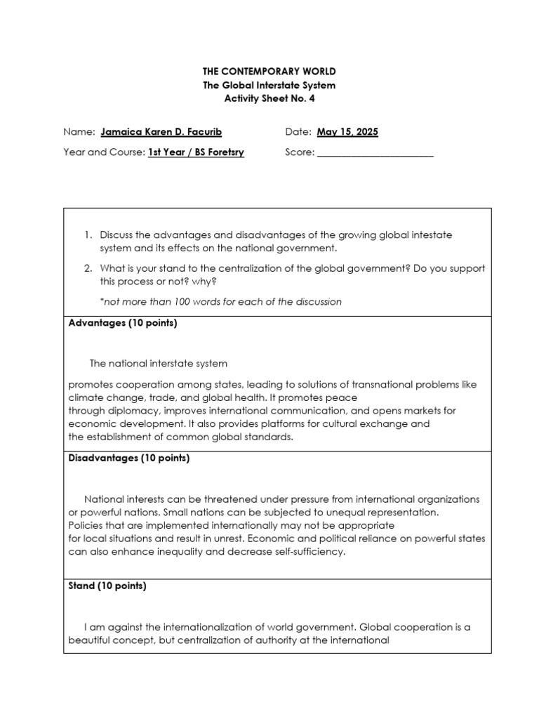 Jamaica Facurib (TCW - ACTIVITY SHEET NO. 4) | PDF