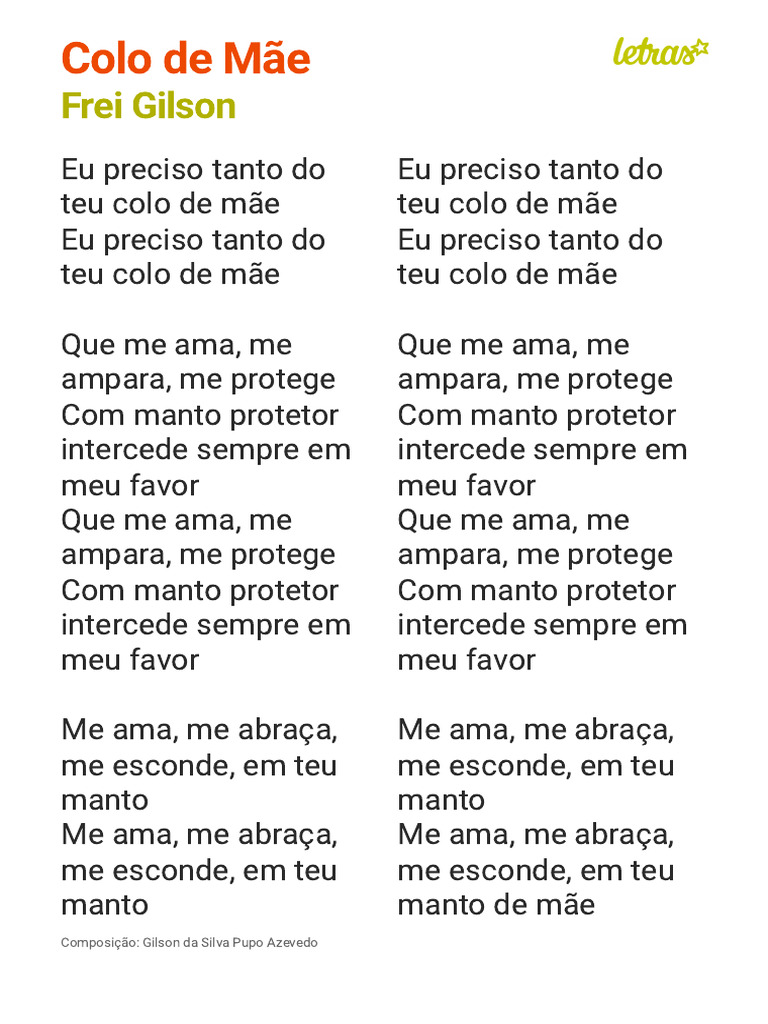 COLO DE MÃE - Frei Gilson (Impressão) | PDF