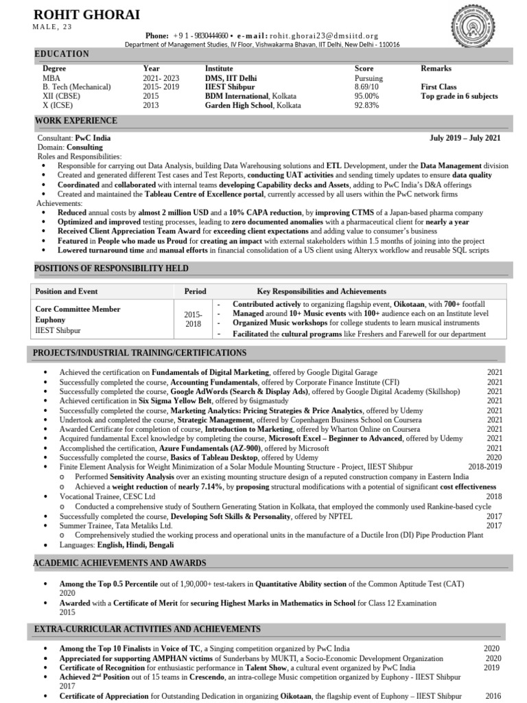 Rohit Ghorai - DMS IIT Delhi | PDF