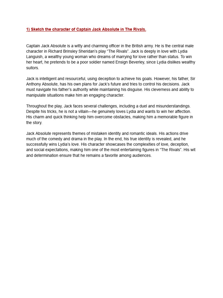 Captain Jack Absolute | PDF