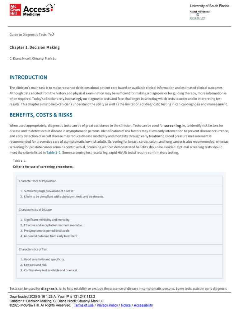 Chapter 1 - Decision Making | PDF | Sensitivity And Specificity ...