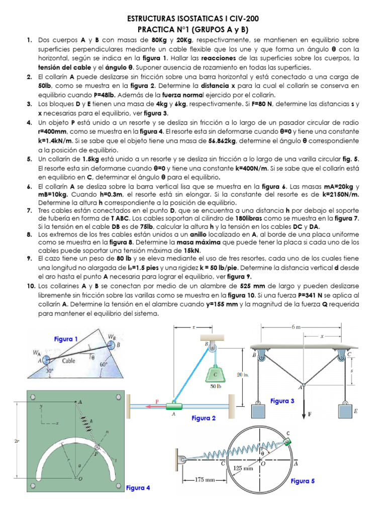 Estructuras Isostaticas Practica 1 Civ 200 1-2025 | PDF | Fricción | Cantidades fisicas