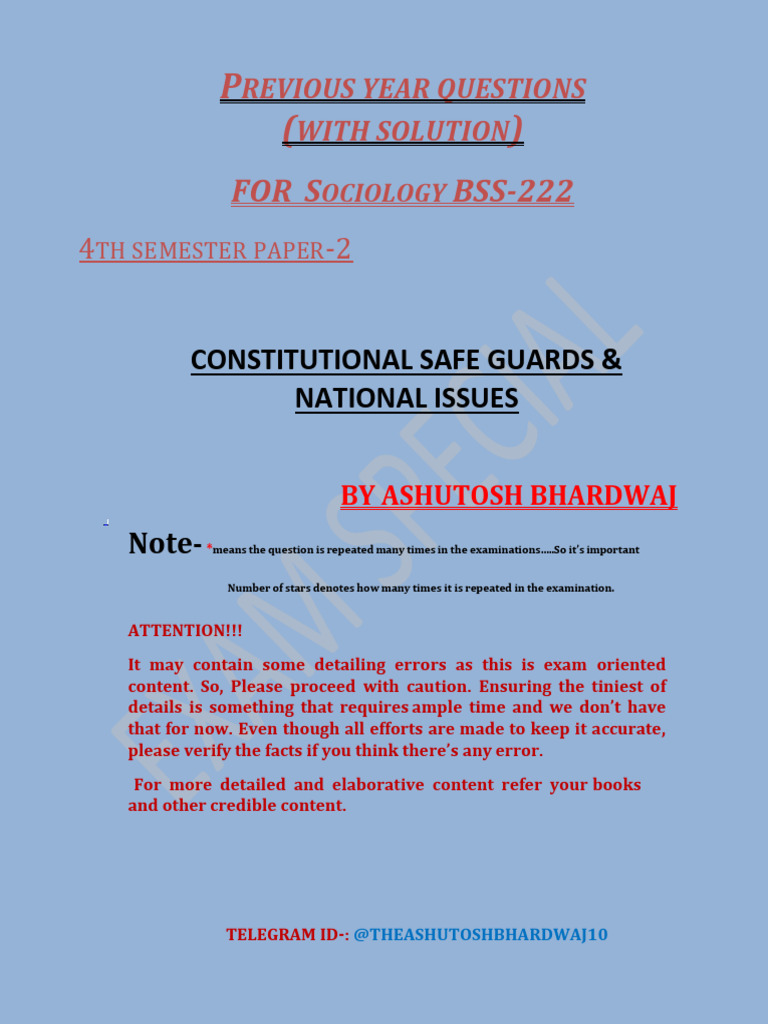 Pyqs Solution BSS-222 | PDF | Social Psychology