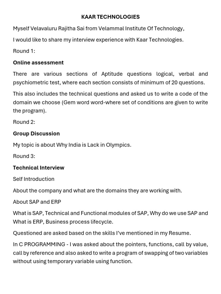 Kaar Technologies Experience | PDF