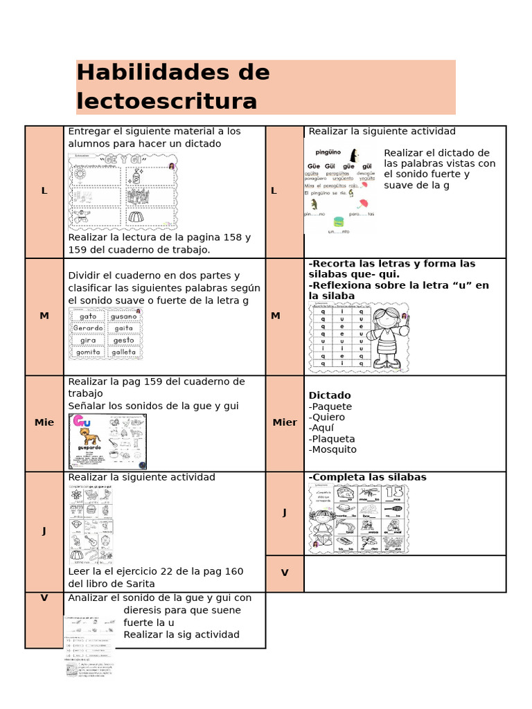 Actividades de Lectoescritura y Proyecto Escolar | PDF | Aprendizaje