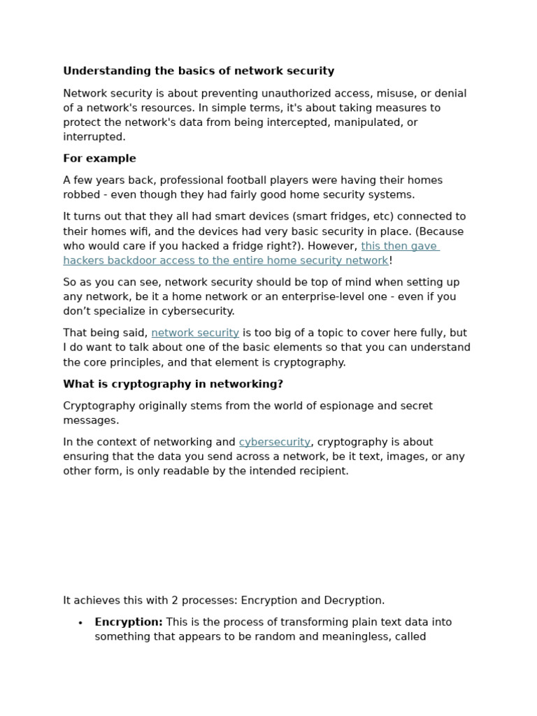 Understanding The Basics of Network Security | PDF | Data Compression | Key (Cryptography)