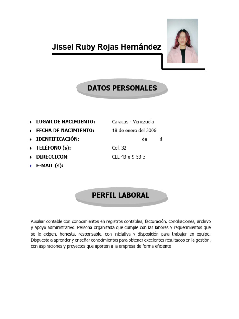 Hoja de Vida Jissel Ruby Rojas Hernández - 2025 | PDF