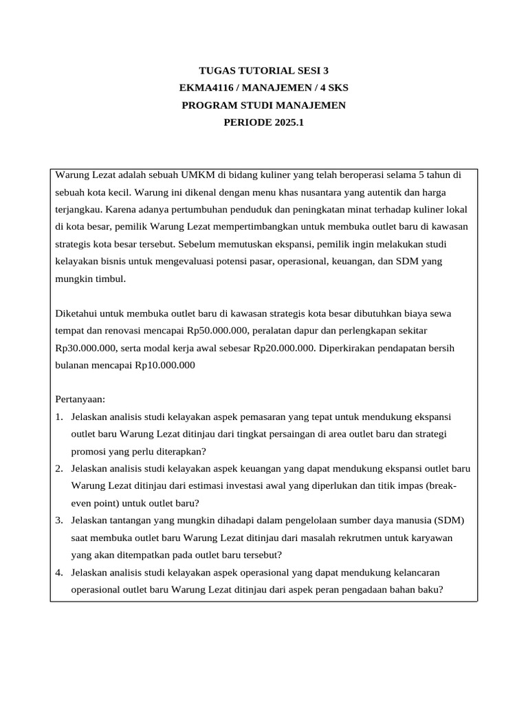 Tugas 3 - Manajemen (EKMA4116) | PDF