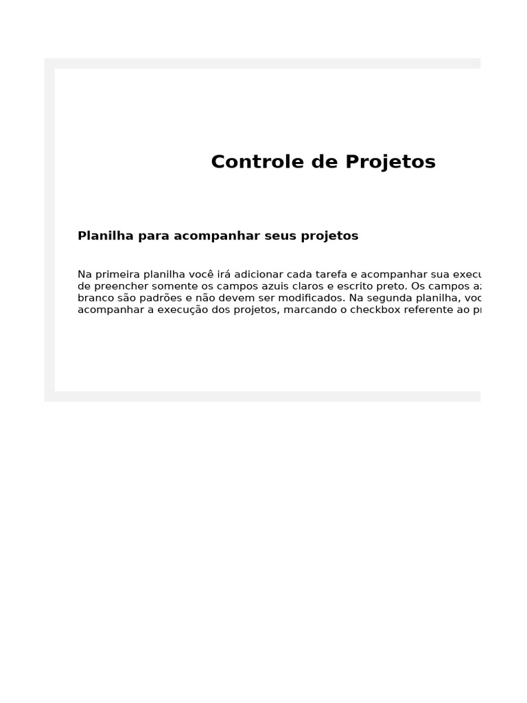 Planilha de Controle de Projetos | PDF