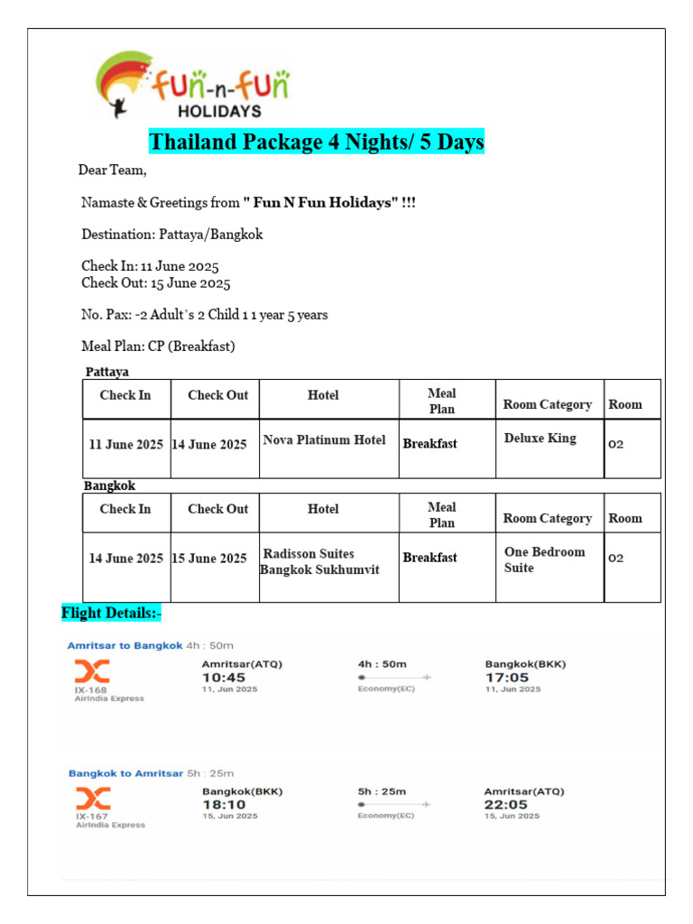 Bangkok Pattaya 4N/5D Tour Package | PDF
