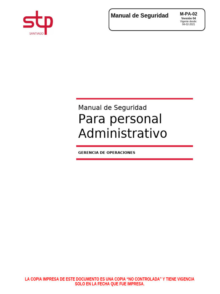 Manual de procedimiento de Seguridad para personal administrativo | PDF | Etanol | Primeros auxilios