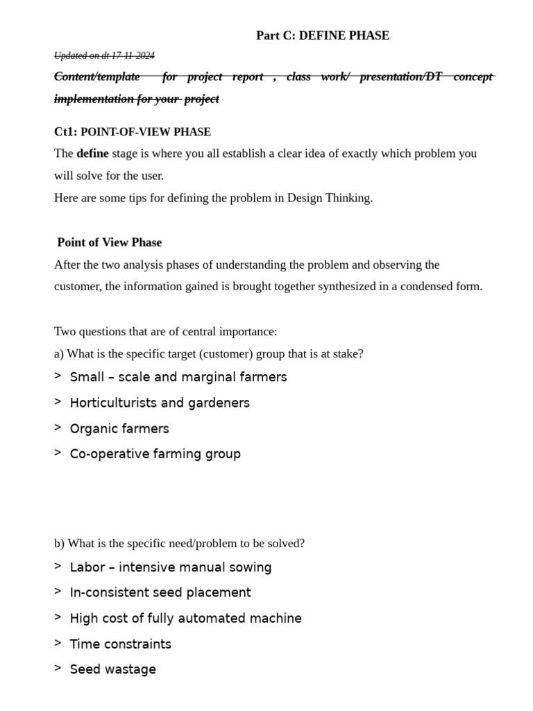 C Part IDT Content - Template For Project Report Presentation Class ...