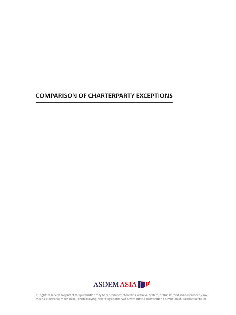 Comparison of Charterparty Exceptions | PDF | Shipping | Water Transport
