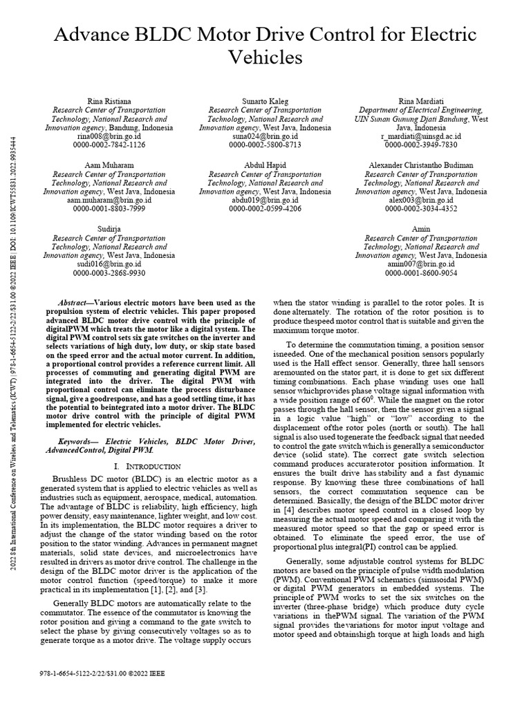 Advanced BLDC Control for EVs | PDF | Electric Motor | Magnetic Devices